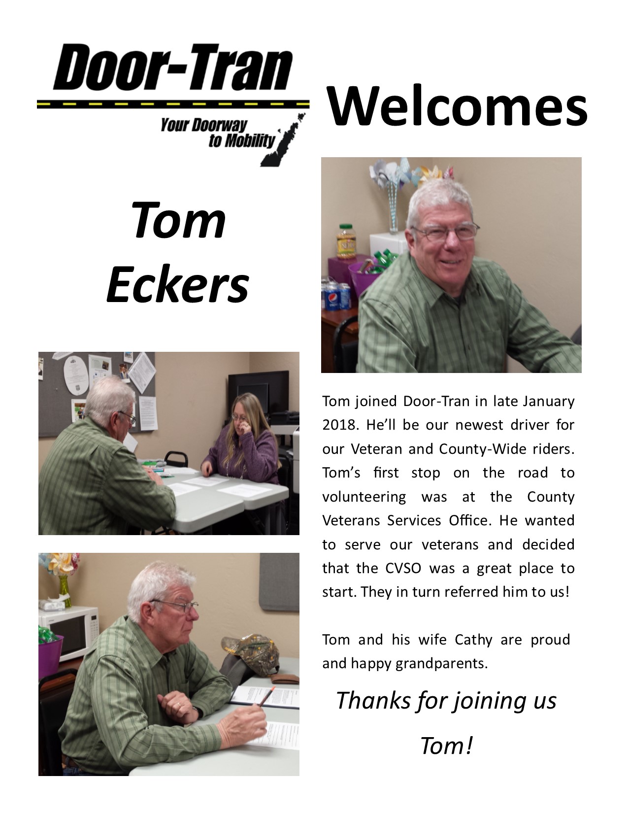 Welcome Tom – Door-Tran